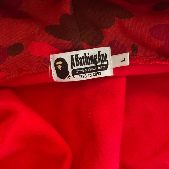 Bape | Shirts | Red Bape Hoodie | Poshmark